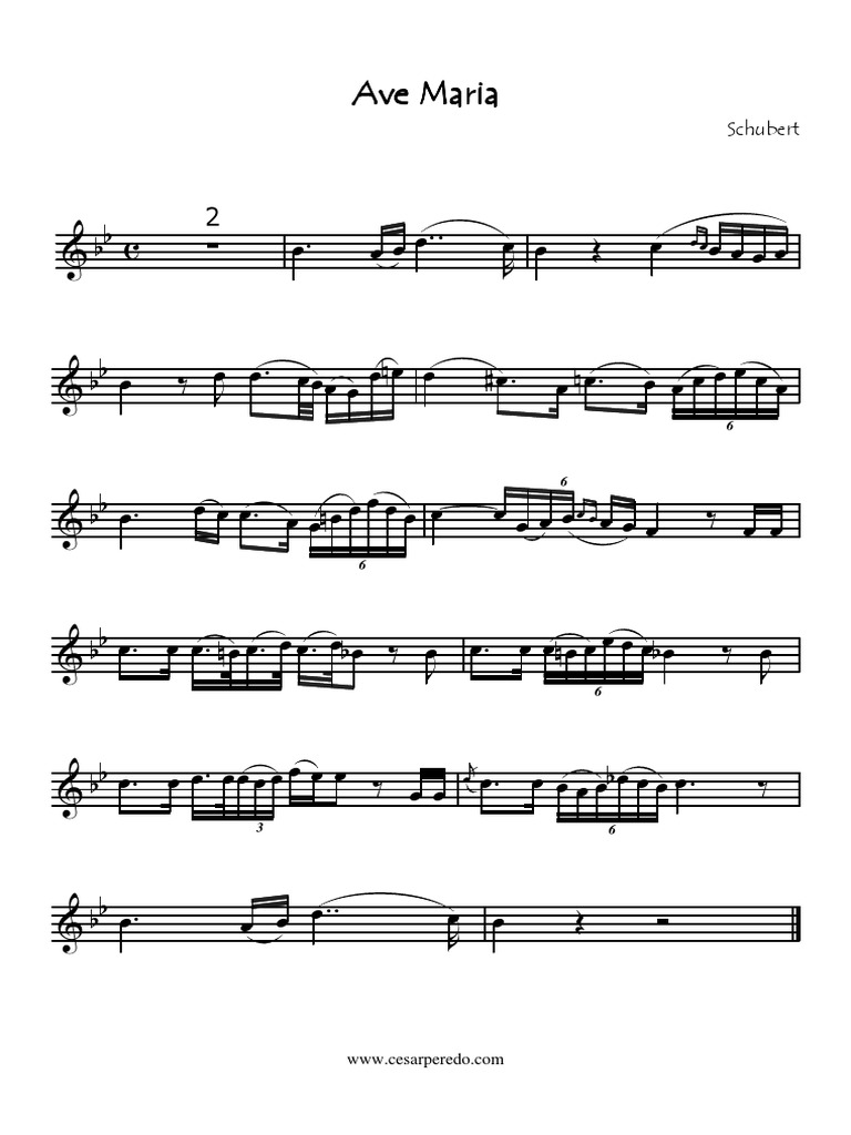 Ave Maria - Schubert - Melodia Si Bemol | PDF