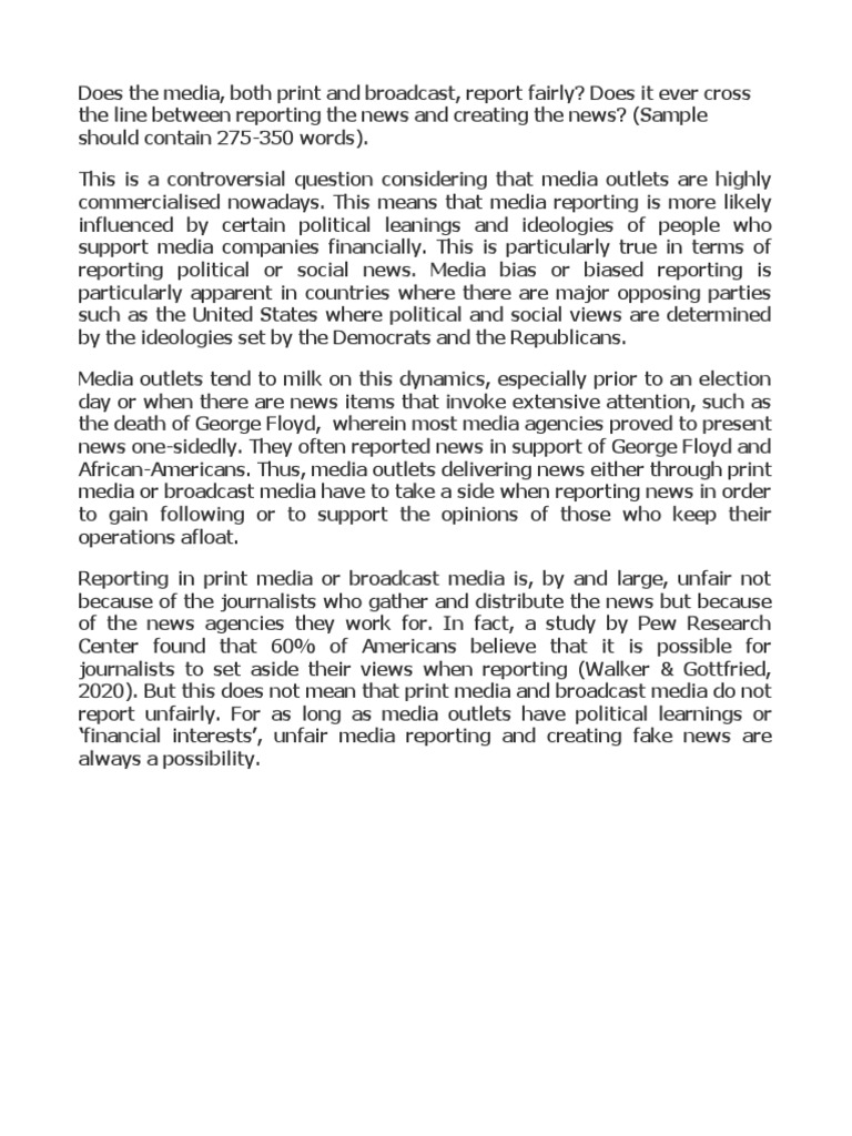 Media Bias in Reporting News | PDF