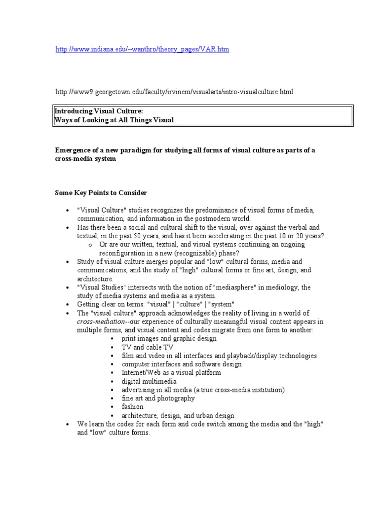 Introducing Visual Culture: Ways of Looking at All Things Visual | PDF ...
