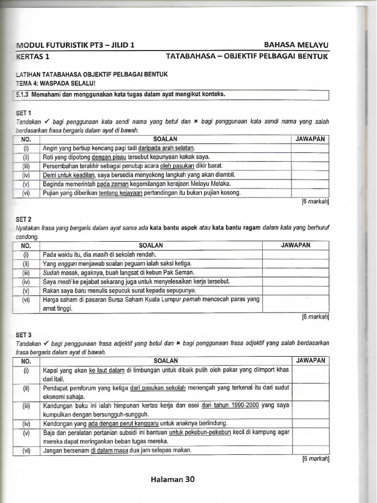 Latihan Bm F3 Kata Tugas Pdf