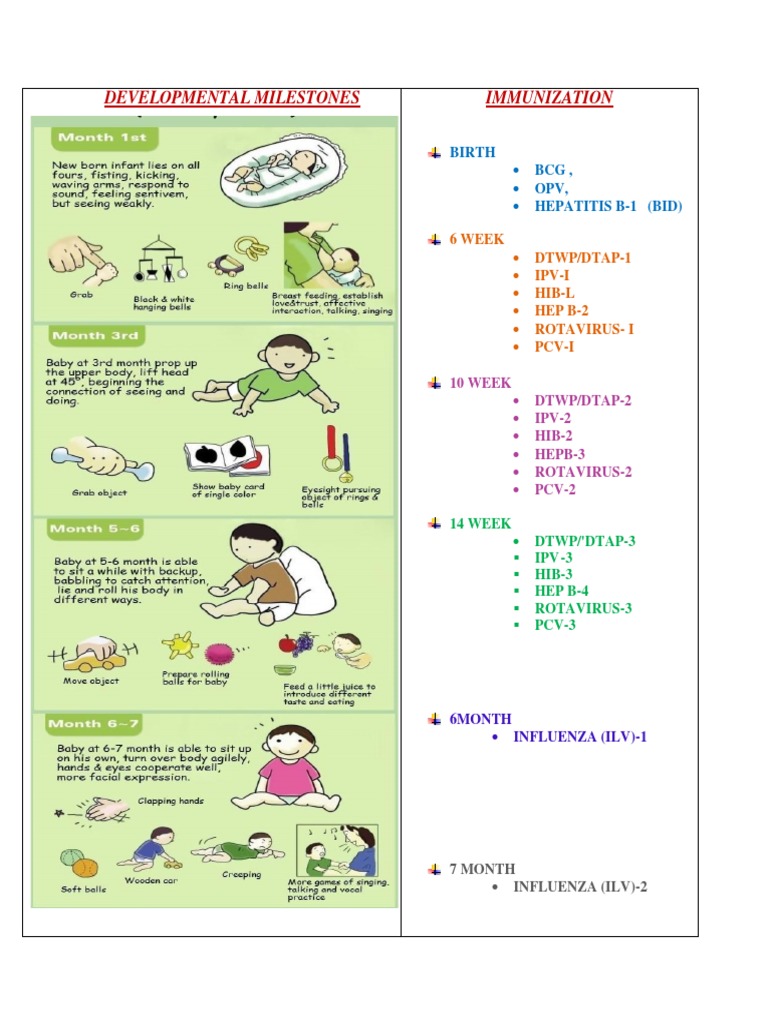 Developmental Milestone & Immunization | PDF | Science & Mathematics ...