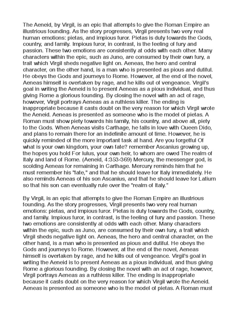 Virgil's Aeneid Explores Pietas and Impious Furor | PDF | Aeneid | Aeneas