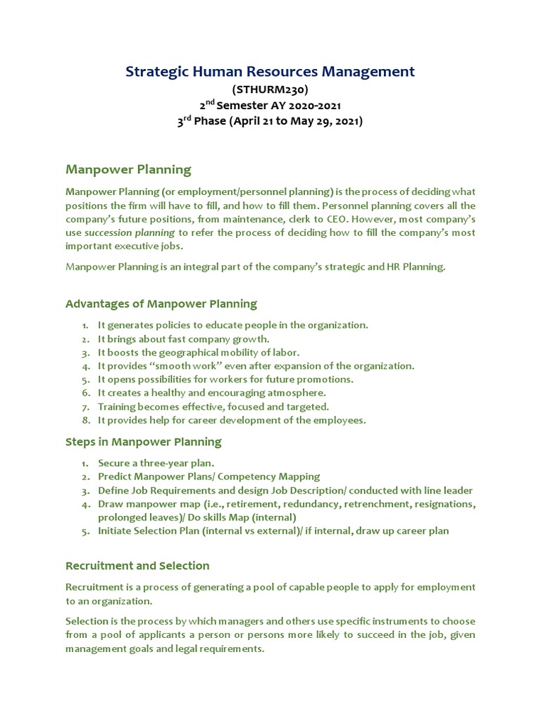 Manpower Planning | PDF | Human Resources | Human Resource Management