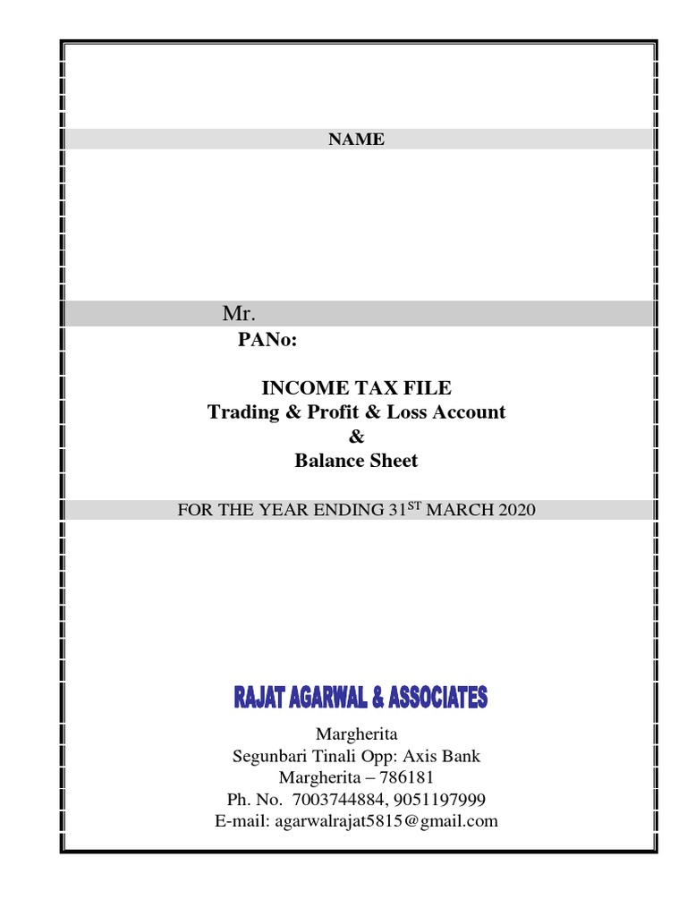 Pano: Income Tax File Trading & Profit & Loss Account & Balance Sheet | PDF
