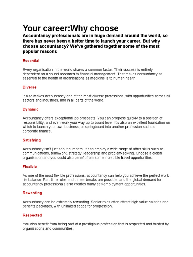 Why Choose Accountancy | PDF | International Student | Academic Degree
