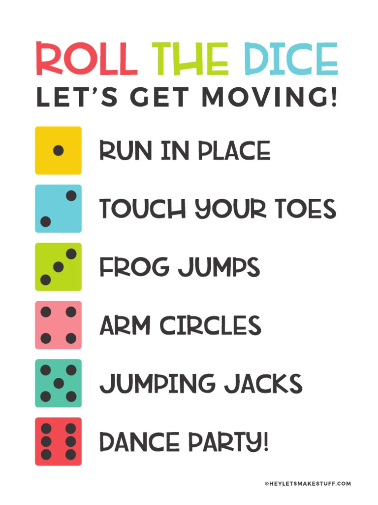 Roll The Dice Kids Exercise Game | PDF