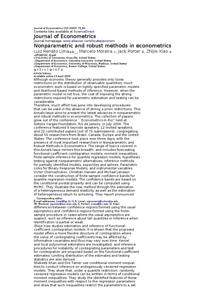 Econometrics | PDF | Regression Analysis | Statistical Inference