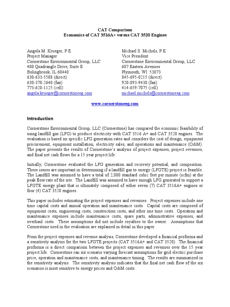 Economics of CAT 3516A+ Versus CAT 3520 Engines | PDF | Engines ...