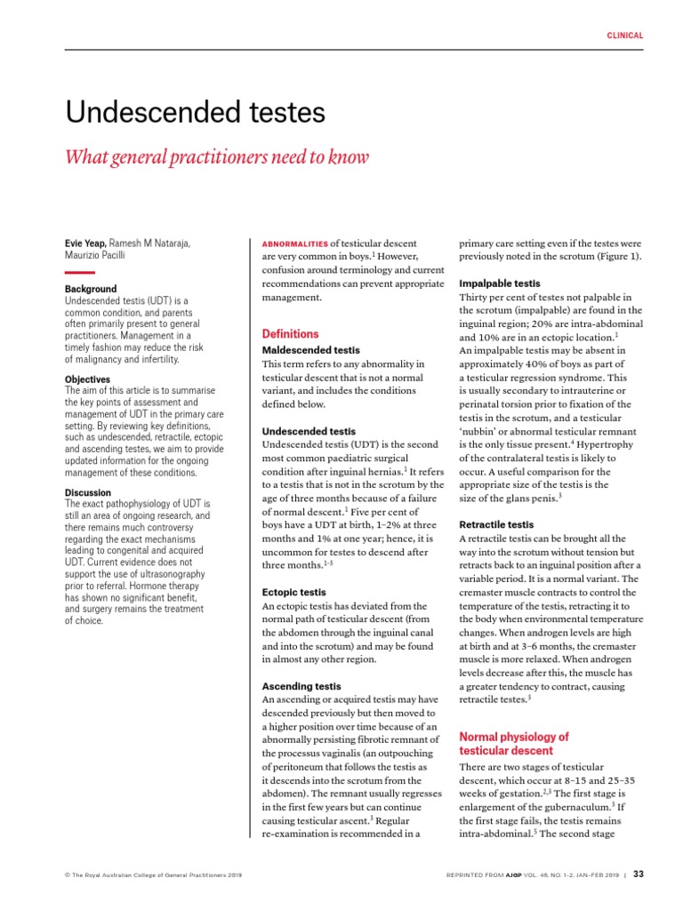 Undescended Testes: What General Practitioners Need To Know | PDF ...