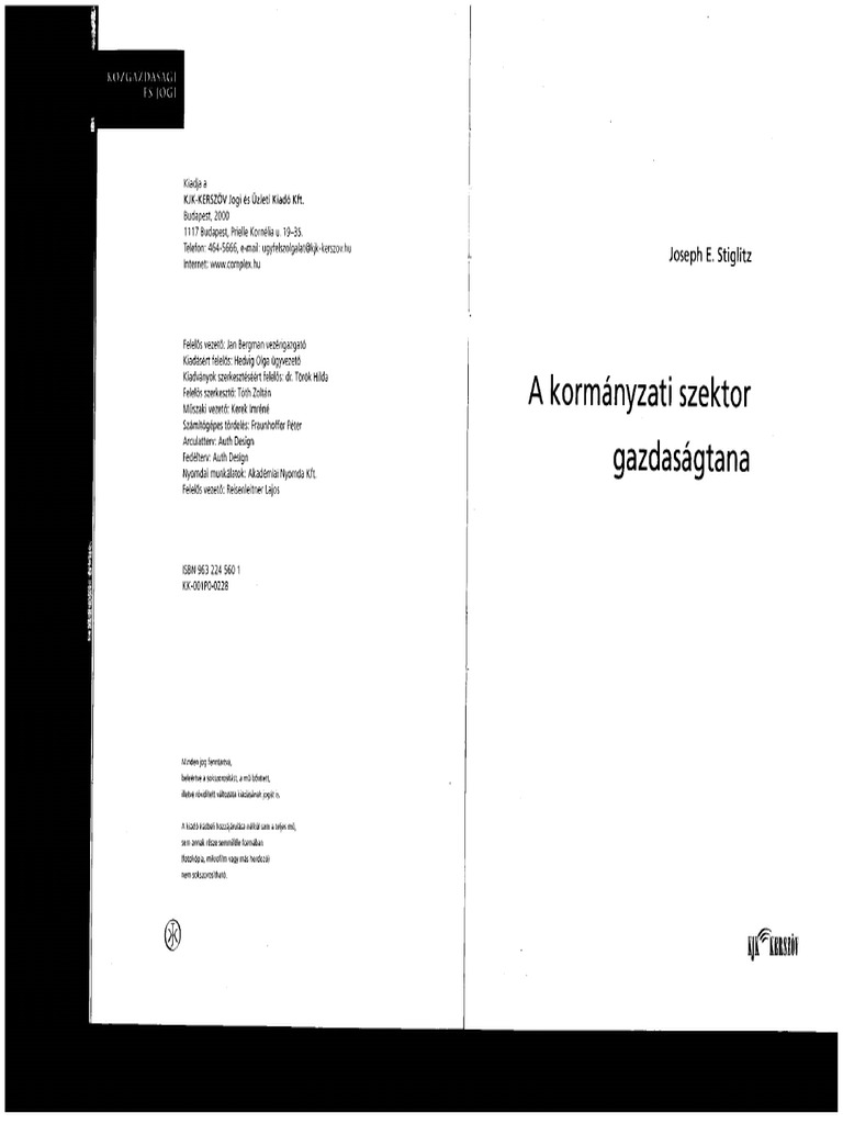 Joseph Stiglitz - A Kormányzati Szektor Gazdaságtana | PDF