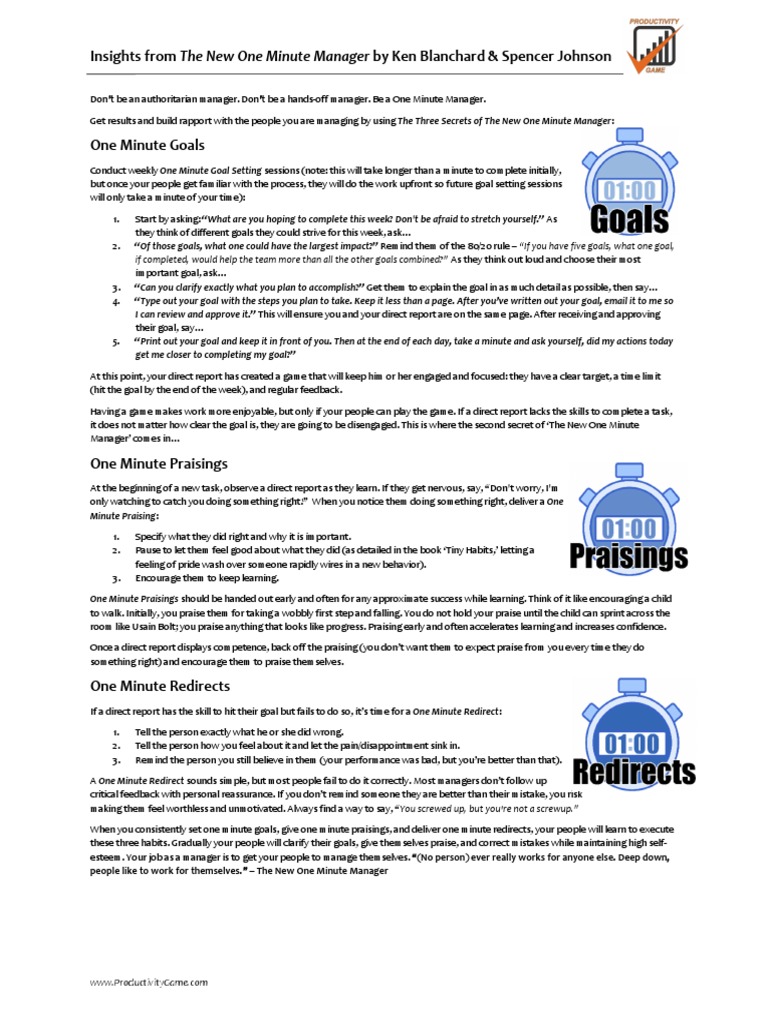 The New One Minute Manager | PDF | Goal | Cognition