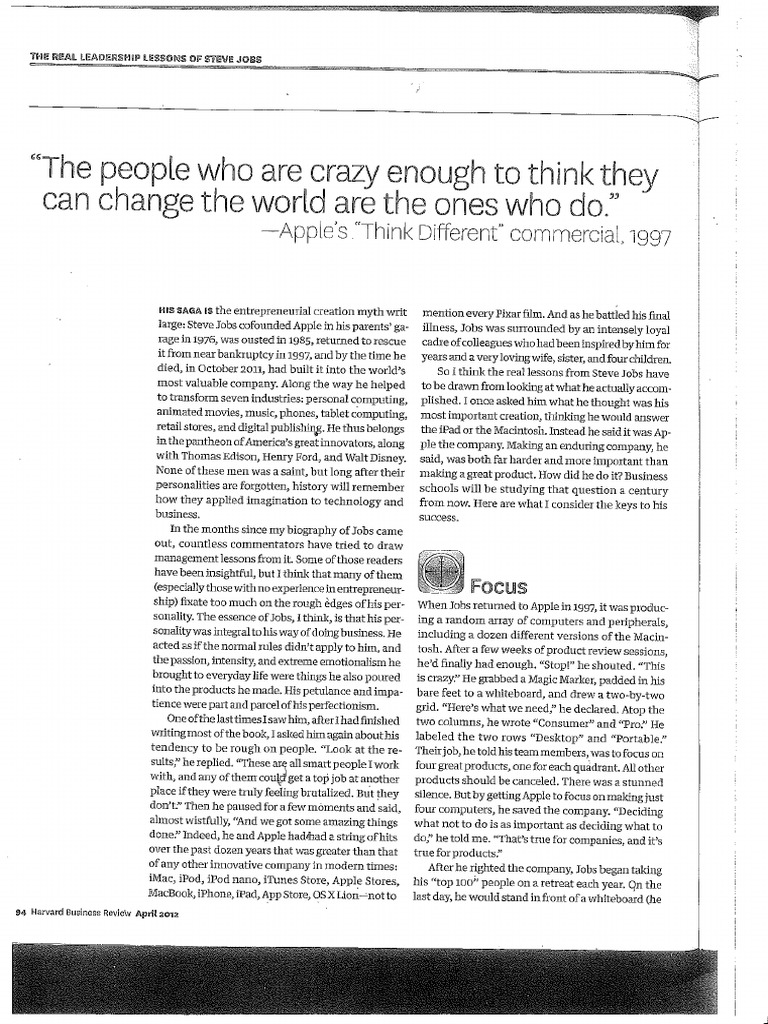 Real Leadership Lessons Of Steve Jobs Pdf