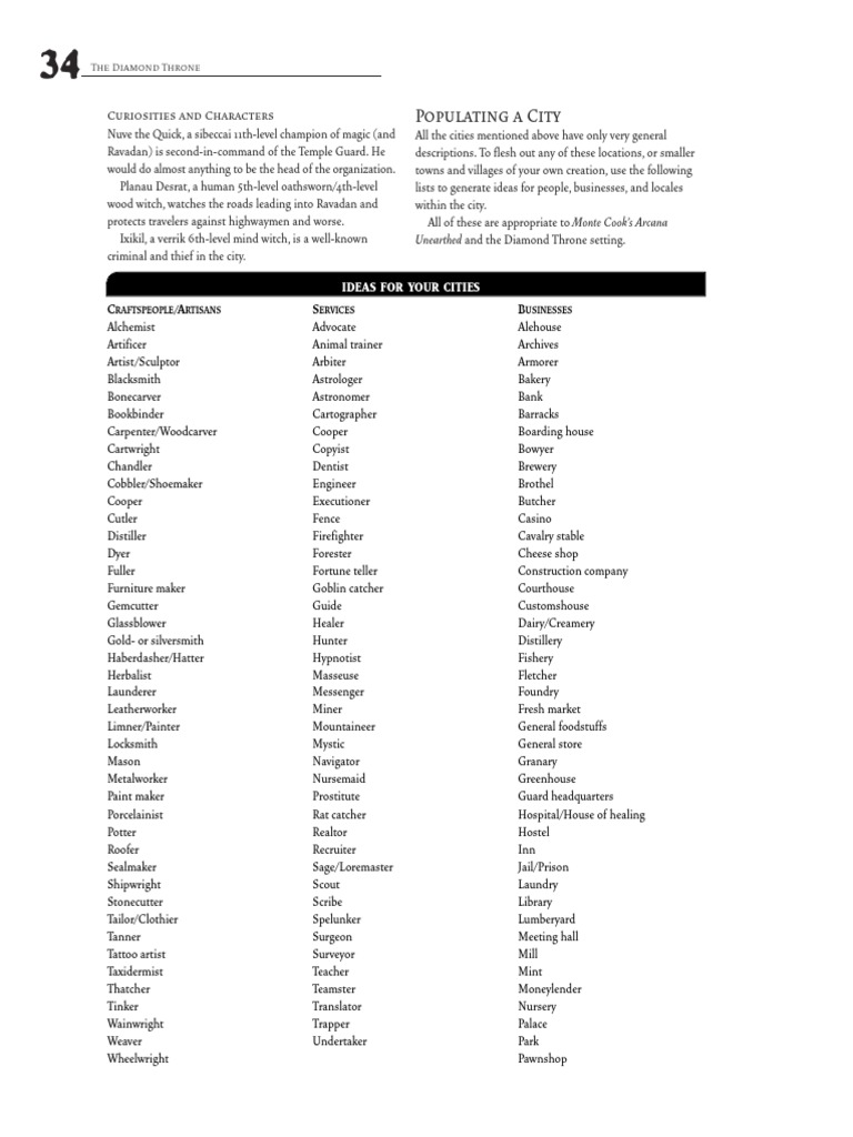 City Occupations From Diamond Throne | PDF