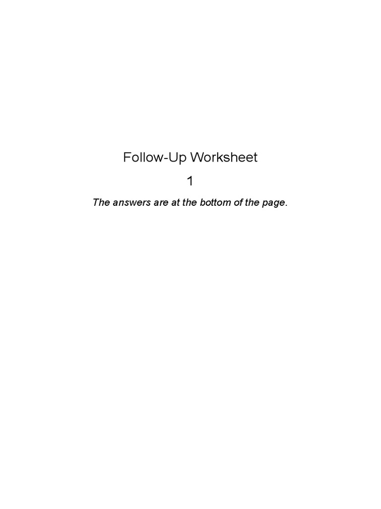 Follow-Up Worksheet 1: The Answers Are at The Bottom of The Page | PDF ...