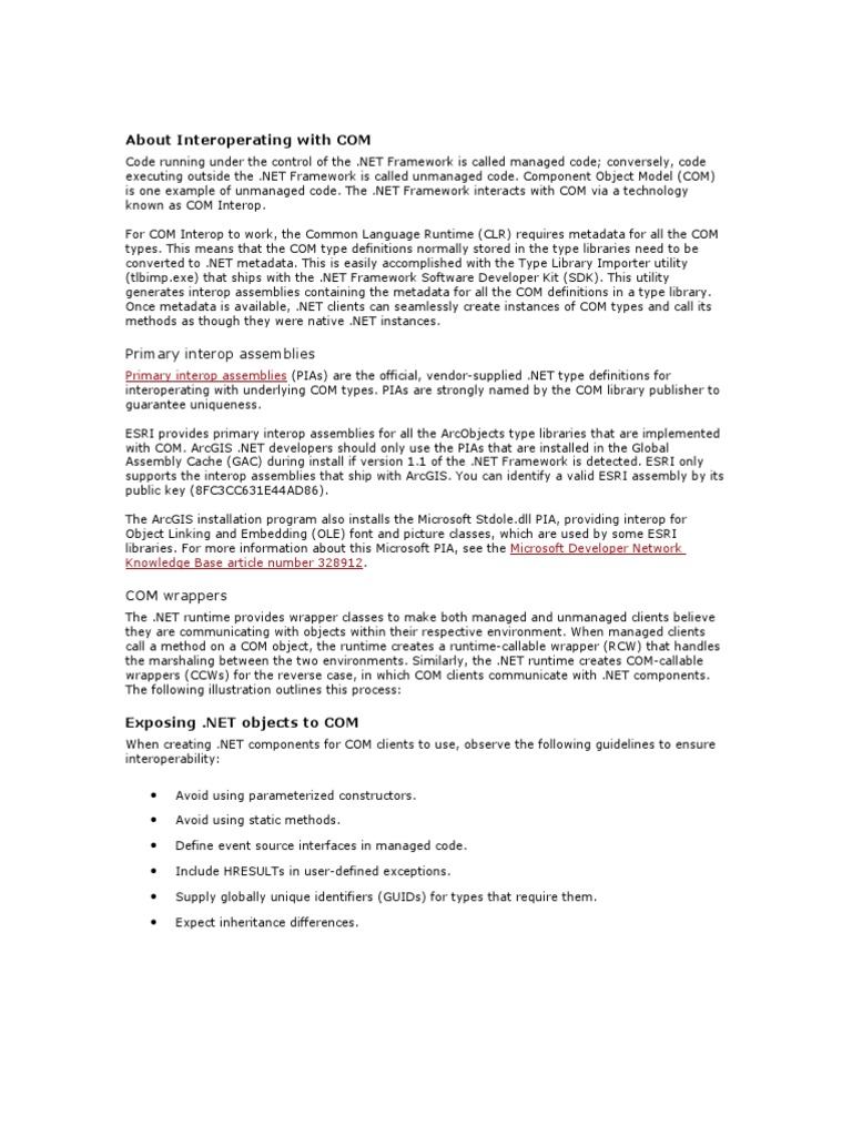 About Interoperating With COM: Primary Interop Assemblies | PDF | Component Object Model ...