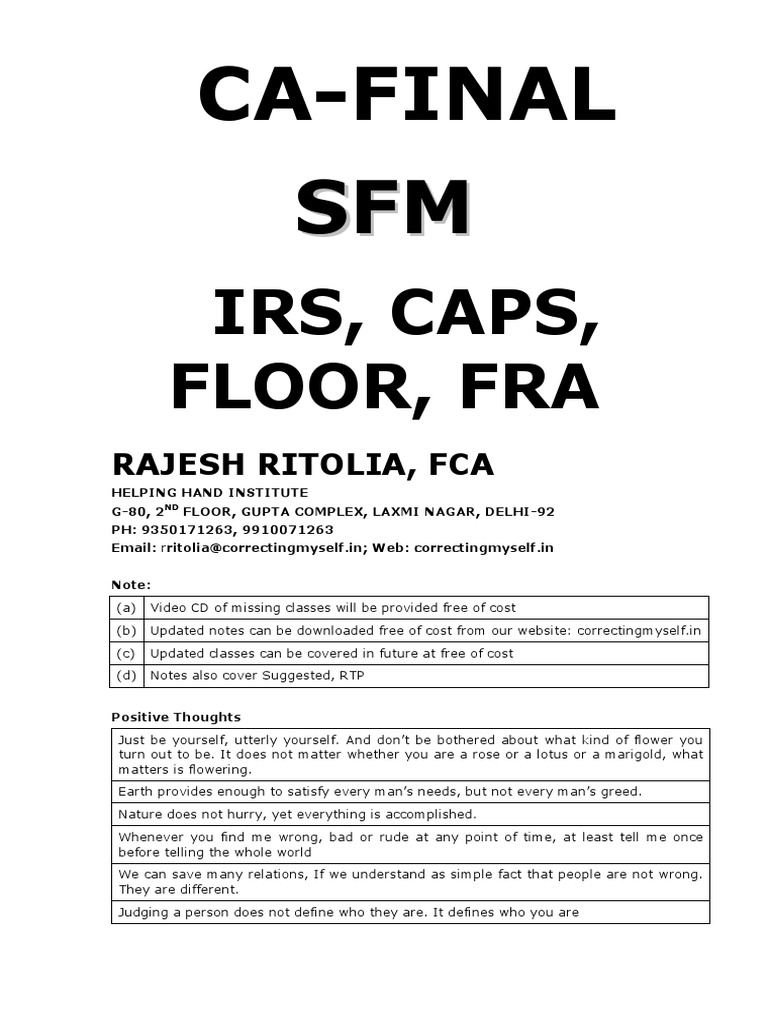 IRS, Caps, Floors, and FRA Overview | PDF | Swap (Finance) | Interest ...