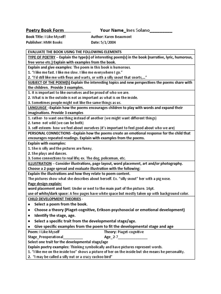 Poetry Long Form-I Like Myself | PDF | Poetry | Human Nature