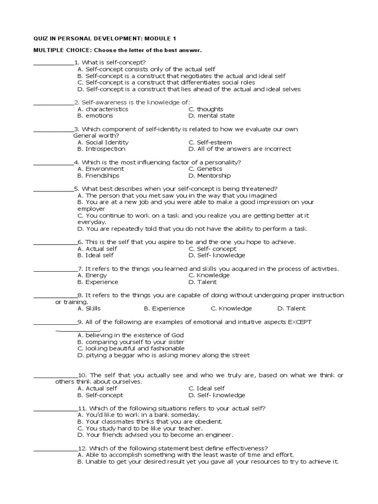 Module #1 Knowing and Understanding Oneself During Middle and Late ...