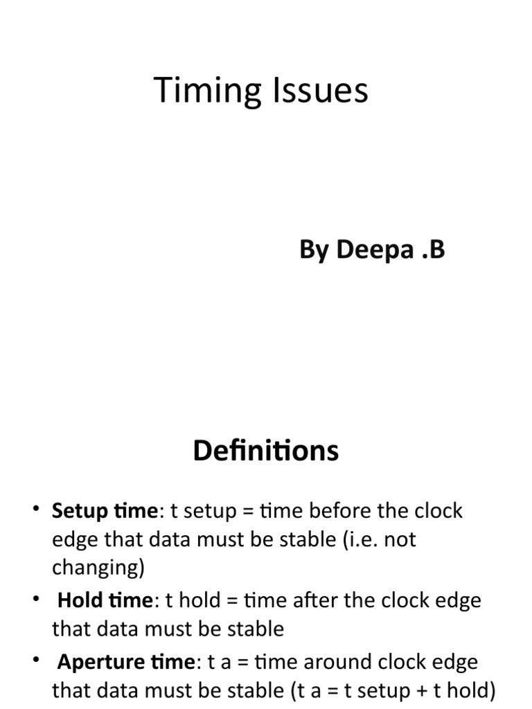 Timing Issues: by Deepa .B | PDF | Electrical Circuits | Computer ...