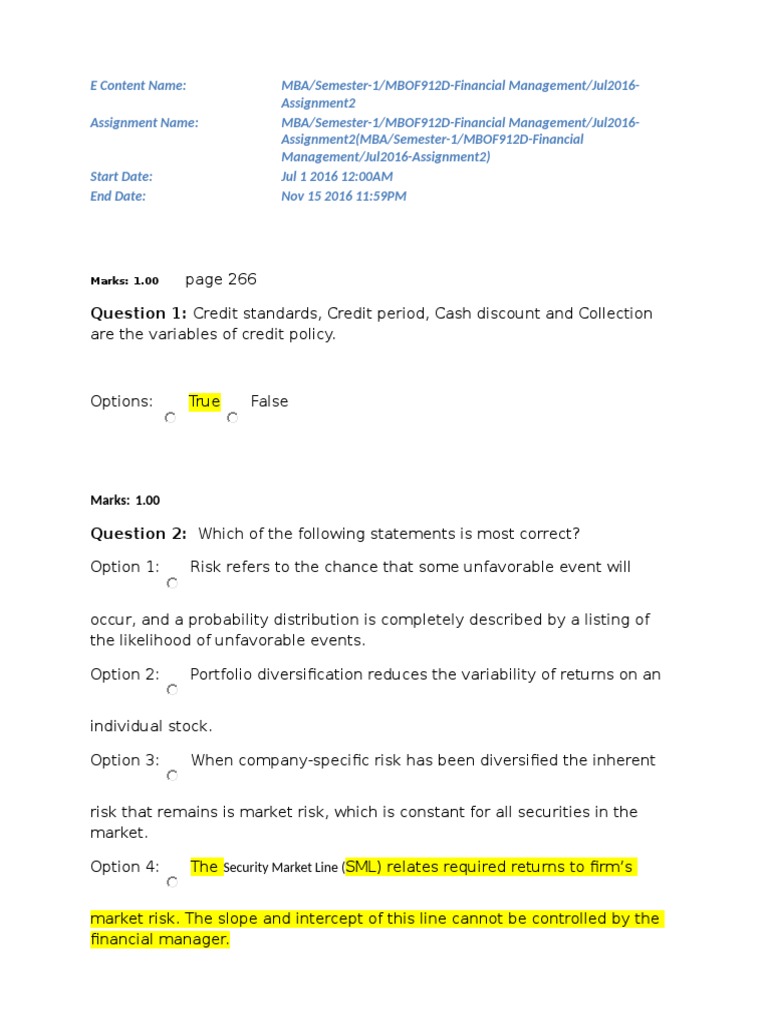 Financial Management Assignment 2 | PDF | Cost Of Capital | Leverage ...