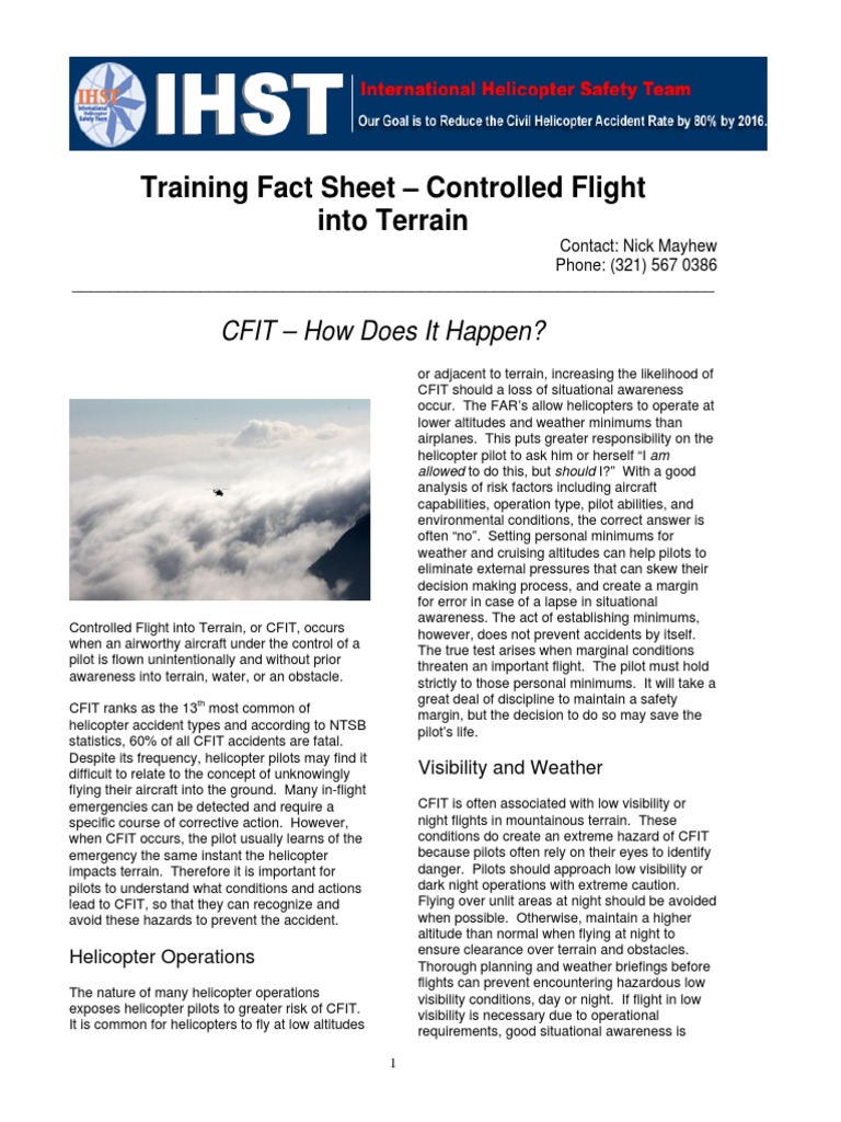 Training Fact Sheet - Controlled Flight Into Terrain: CFIT - How Does ...