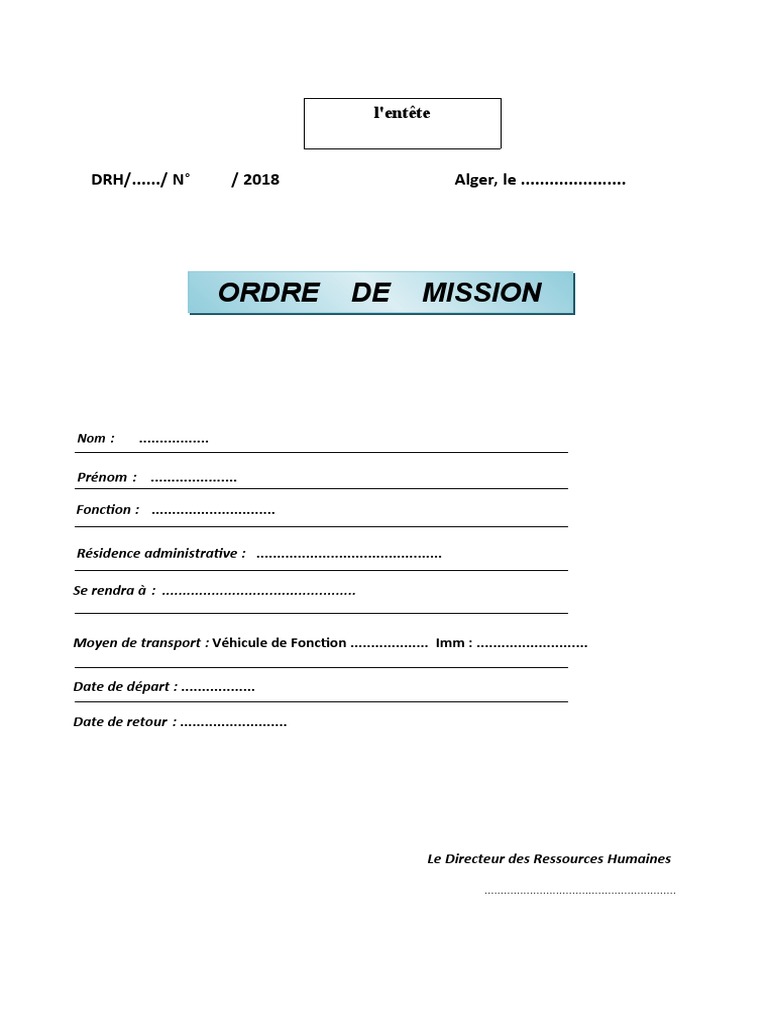 Modèle d'ordre de mission professionnel | PDF | Économie | Business