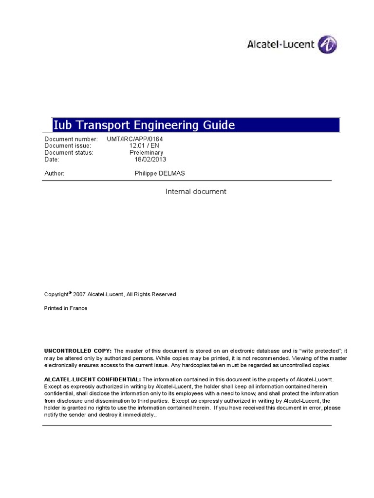 Iub Transport Engineering Guide TEG UA9-1 Internal Ed12-01 Preleminary ...