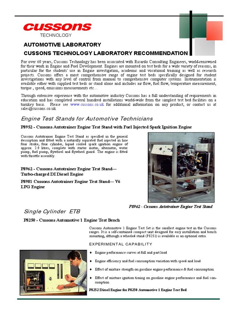 Engine Test Stands For Automotive Technicians | PDF | Engines | Brake