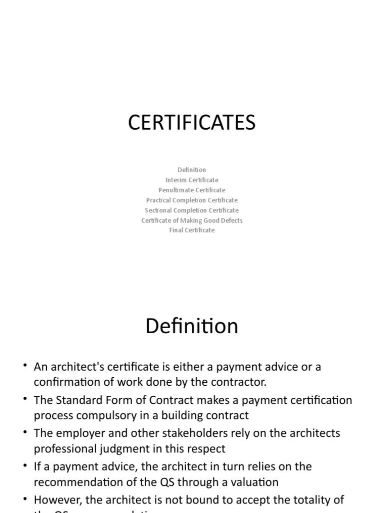 CERTIFICATES | PDF | Architect | General Contractor