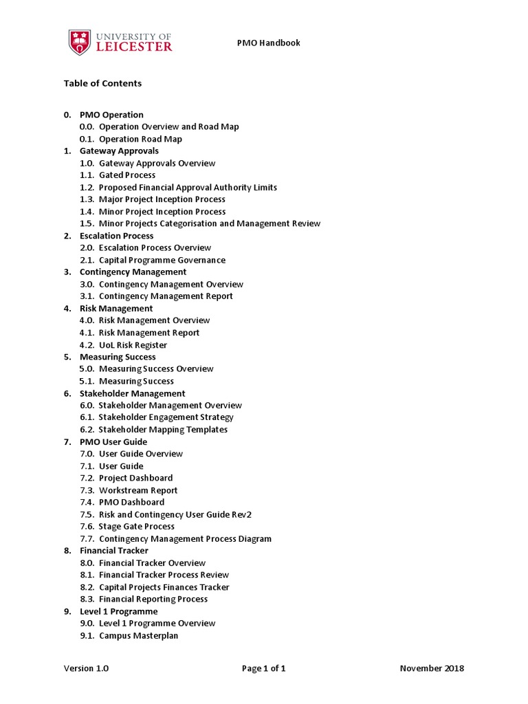 PMO Handbook | PDF | Governance | Risk Management