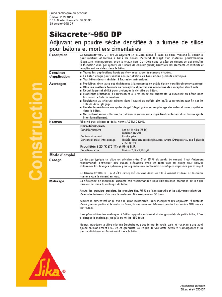 Sikacrete950DP PDS-FR | PDF | Béton | Mortier (matériau)