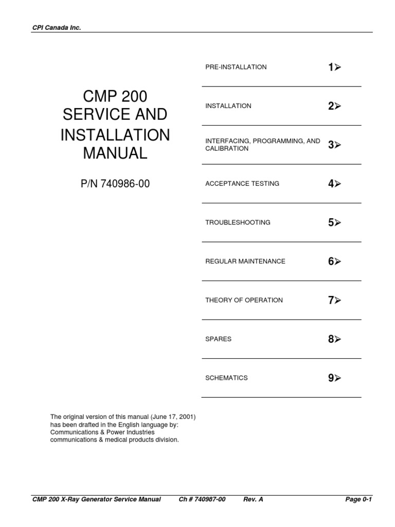 CMP 200 Service and Installation Manual: CPI Canada Inc | PDF ...