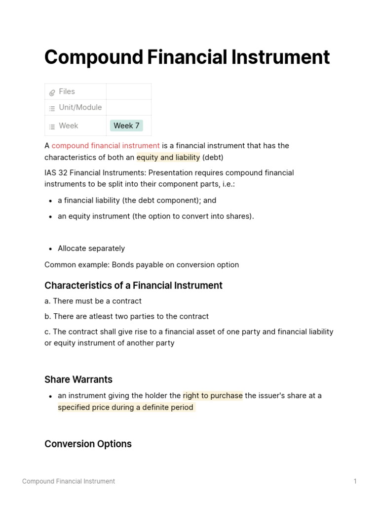 Compound Financial Instrument | PDF | Bonds (Finance) | Present Value
