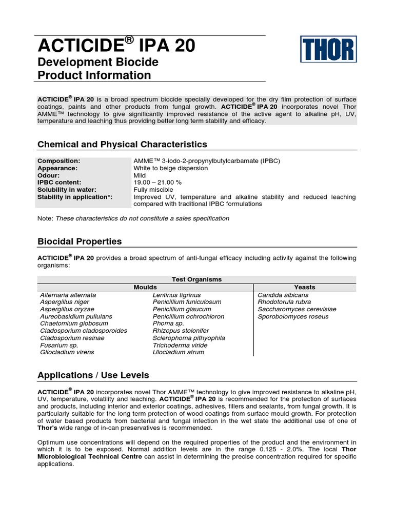Acticide IPA 20: ® Development Biocide Product Information | Download ...