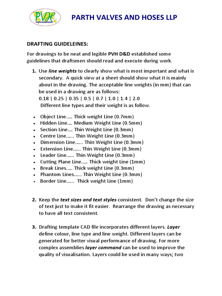 Guidelines for Drafting Drawings at Parth Valves and Hoses LLP | PDF ...
