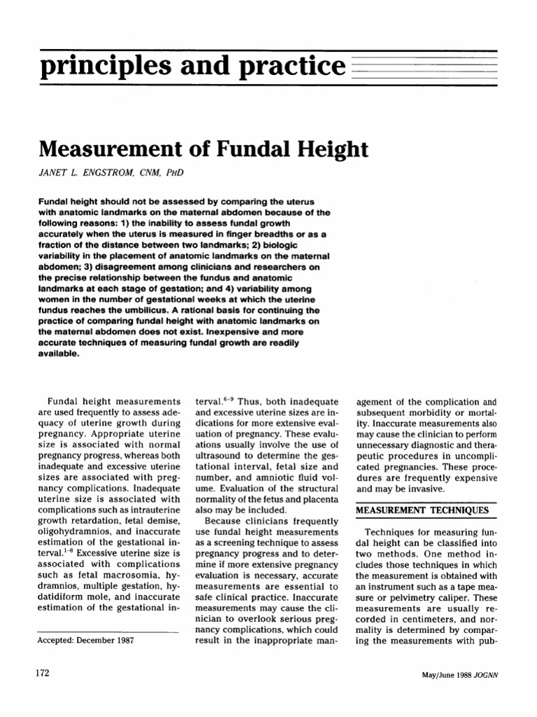 Principles and Practice: Measurement of Fundal Height | PDF | Uterus ...