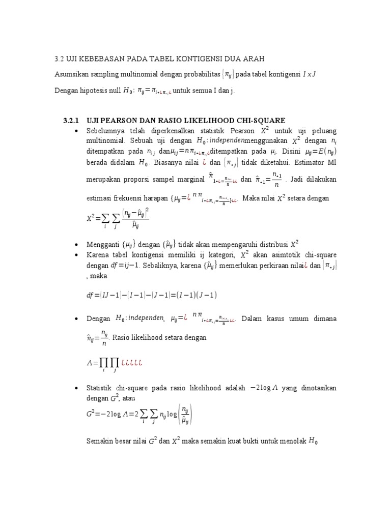 3.2.1 Uji Pearson Dan Rasio Likelihood Chi-Square | PDF | Metode ...