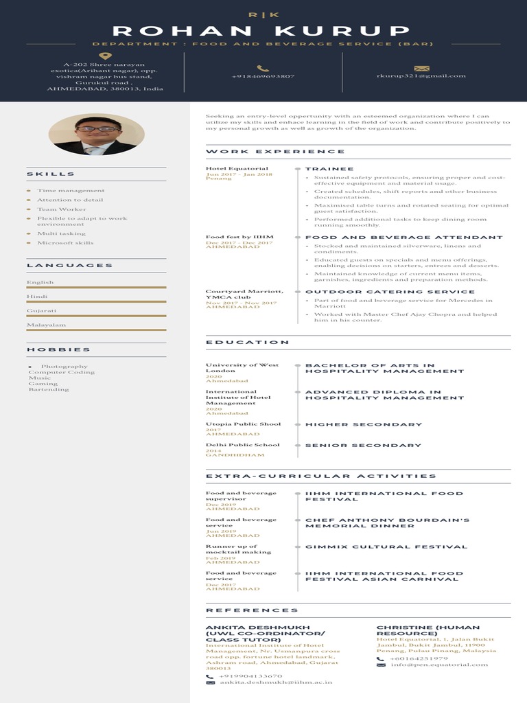 Rohan Kurup: Work Experience | PDF | Food And Drink | Foods