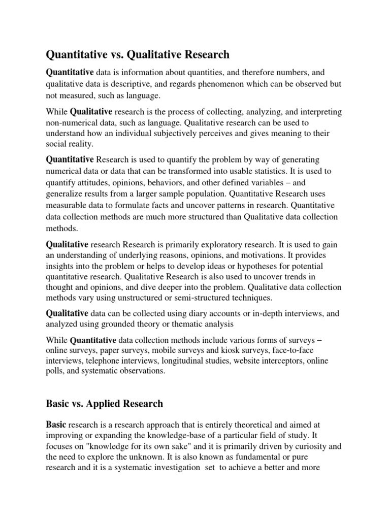 Quantitative vs. Qualitative Research Explained | PDF | Qualitative ...
