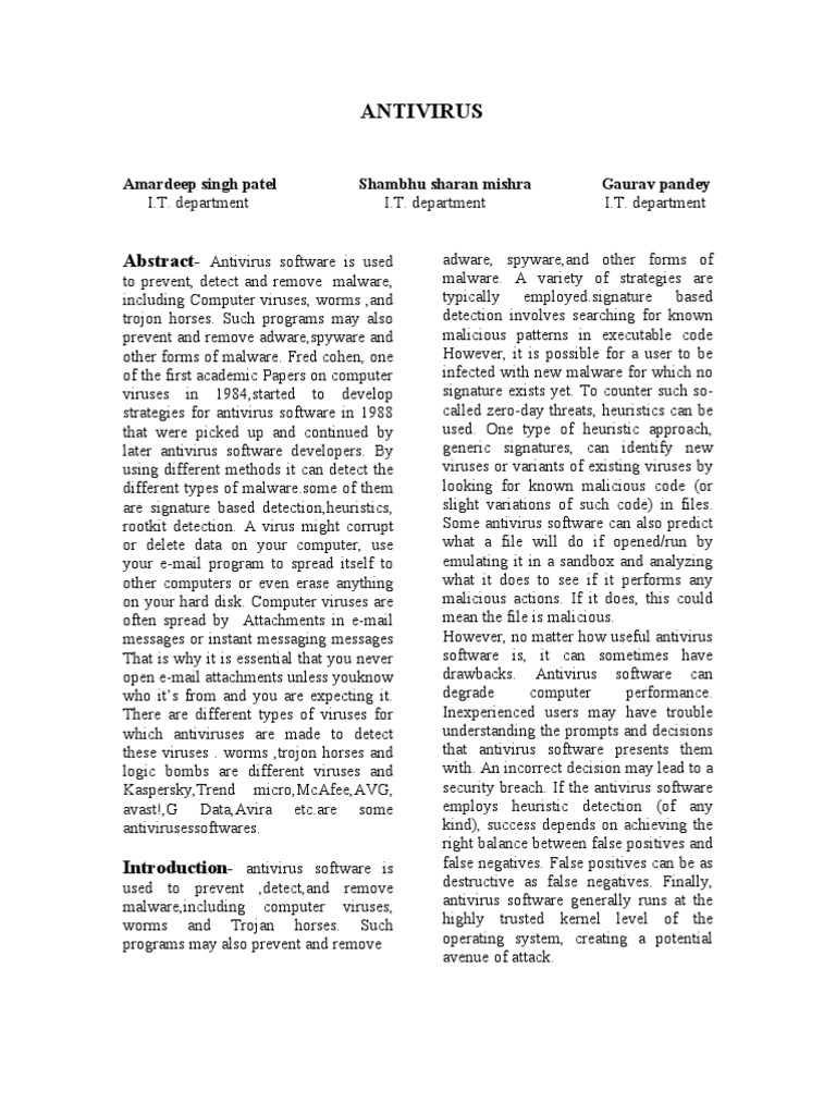 ANTIVIRUS | PDF | Antivirus Software | Computer Virus