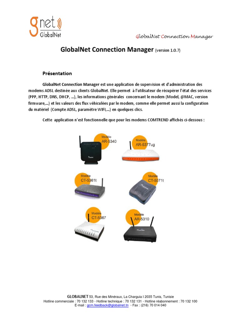 Gestion du Modem GlobalNet ADSL | PDF | Système de noms de domaines | Modem