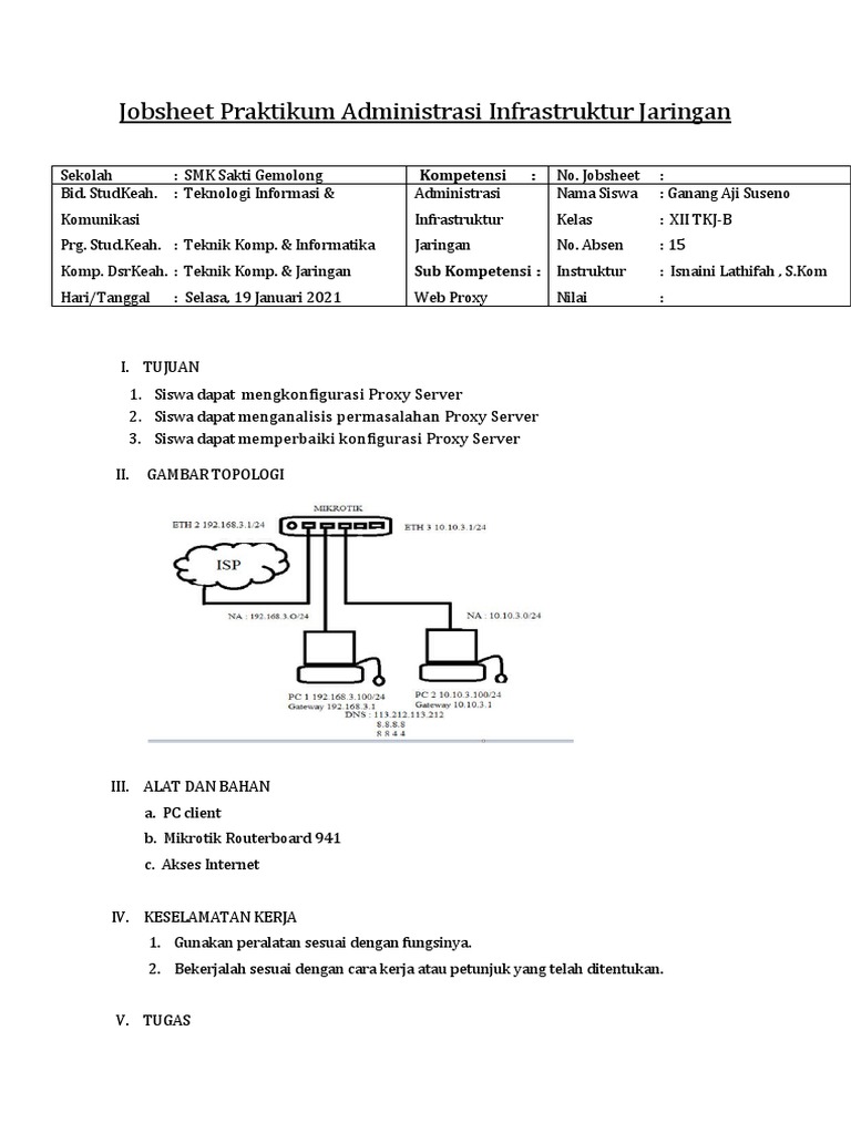 Jobsheet Konfigurasi Proxy Server | PDF | Griya & Taman | Komputer