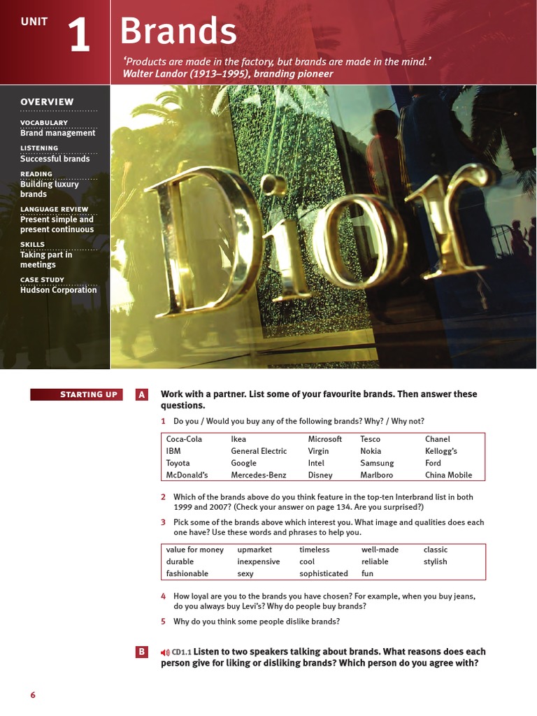 Market Leader Intermediate Unit 1 | PDF | Brand | Marketing