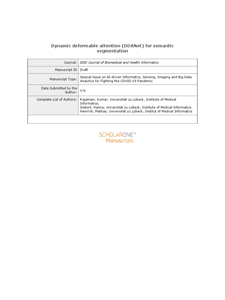 Dynamic Deformable Attention DDANet For Semantic Segmentation | PDF | Image Segmentation | Ct Scan