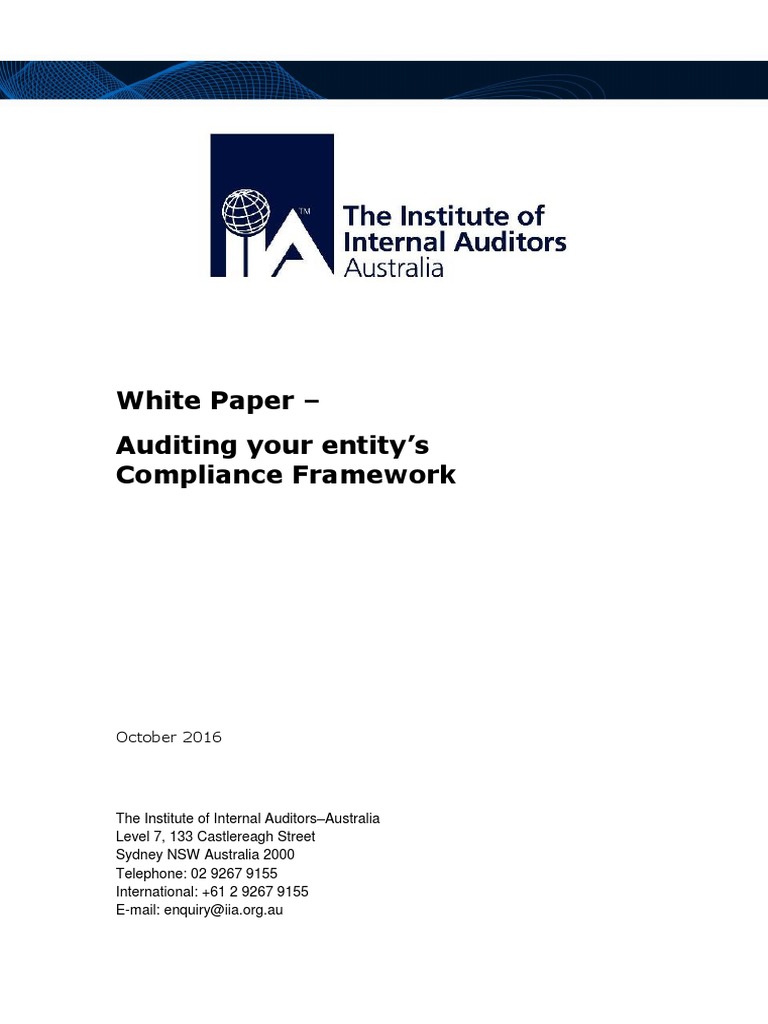 White Paper - Auditing Your Entity's Compliance Framework: October 2016 ...
