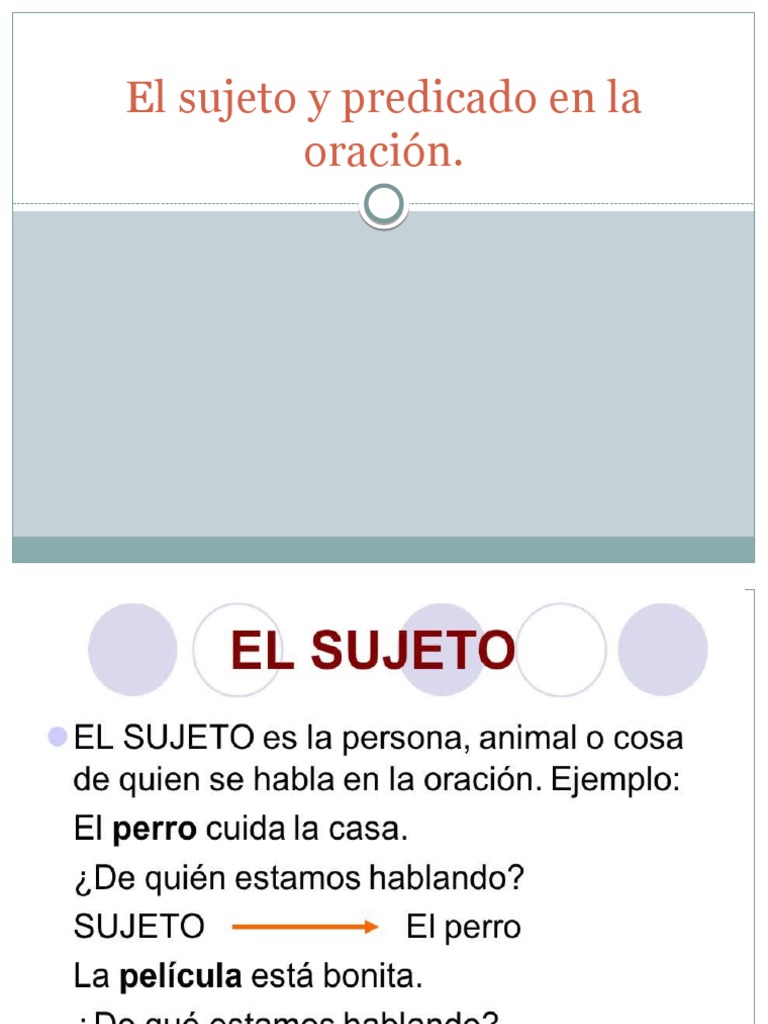 El Sujeto y Predicado en La Oración 5to Básico. | PDF