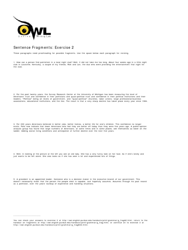 Sentence Fragments Exercise 2 | PDF | Business