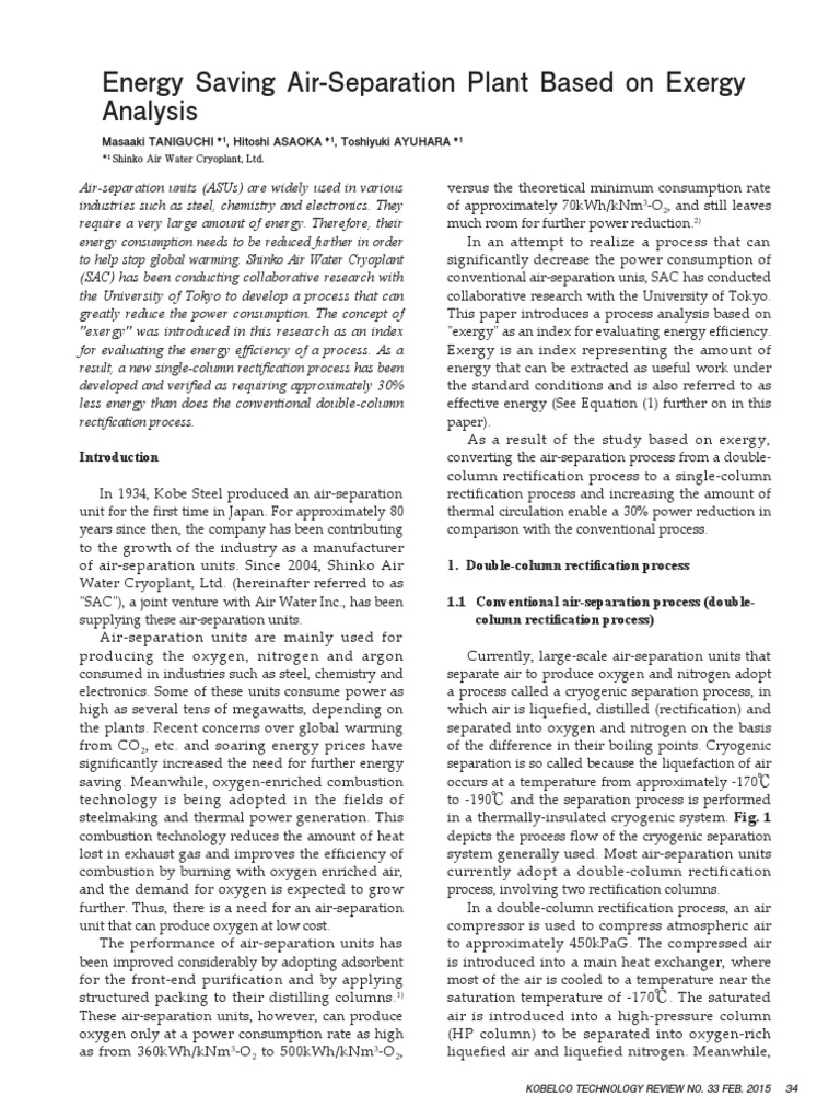 ASU - Double Column Process | PDF | Heat Exchanger | Exergy