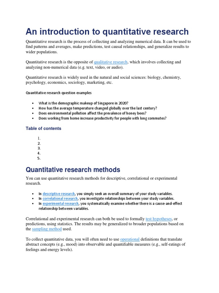 An Introduction To Quantitative Research | Download Free PDF ...