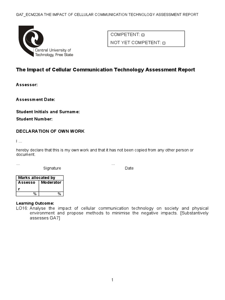 GA7 - ECM226A Impact Assessment Template | PDF | Mobile Phones ...